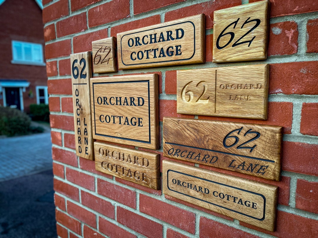 Personalised Oak House Sign, House Name Number, Cottage Name Sign ...