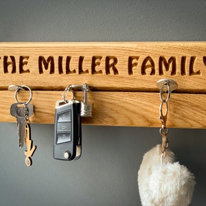 Personalised Solid Oak Key Holder | Wooden Key Holder | Key Organiser ...
