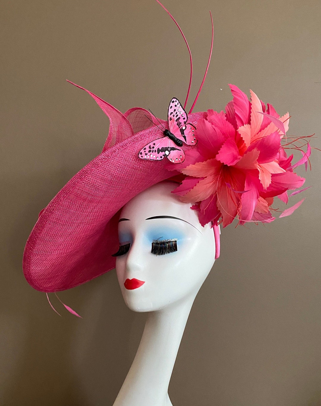 Hot Pink Church Carriage Kentucky Derby Fascinator W Large Bow ...