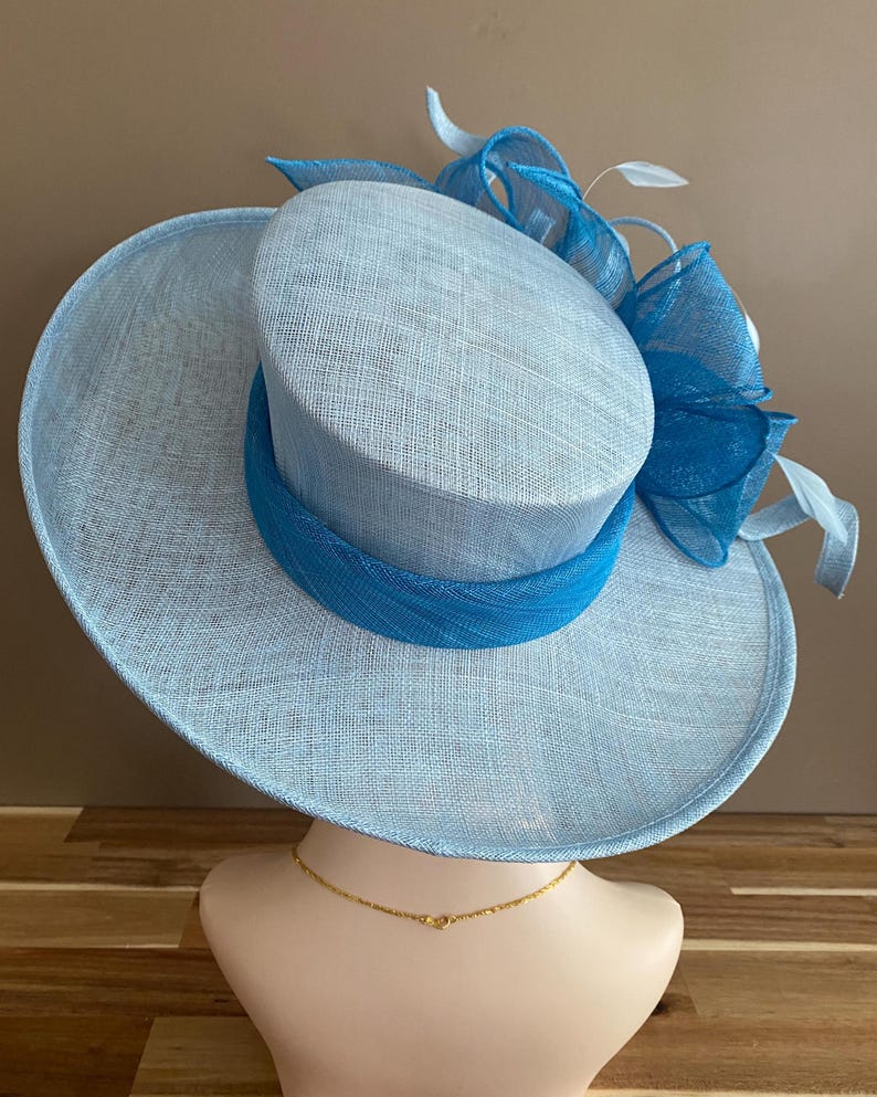 Powder Blue Sinamay Kentucky Derby Hat(g9): Elegant Race Day Bow - Etsy