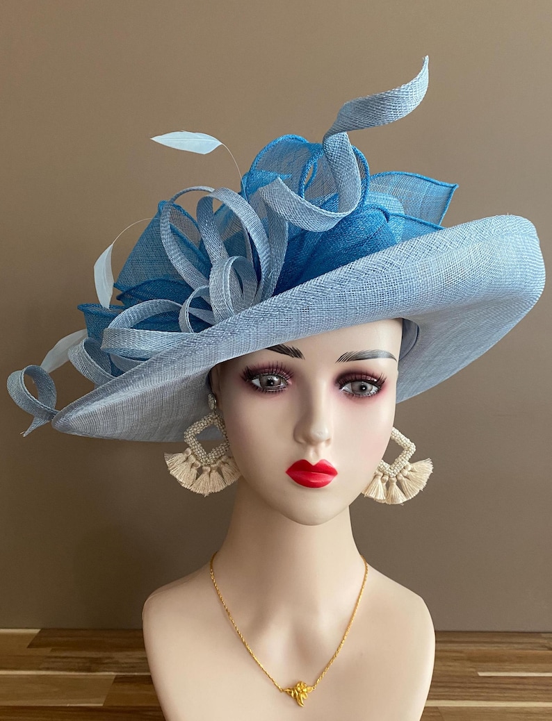 Powder Blue Sinamay Kentucky Derby Hat(g9): Elegant Race Day Bow - Etsy