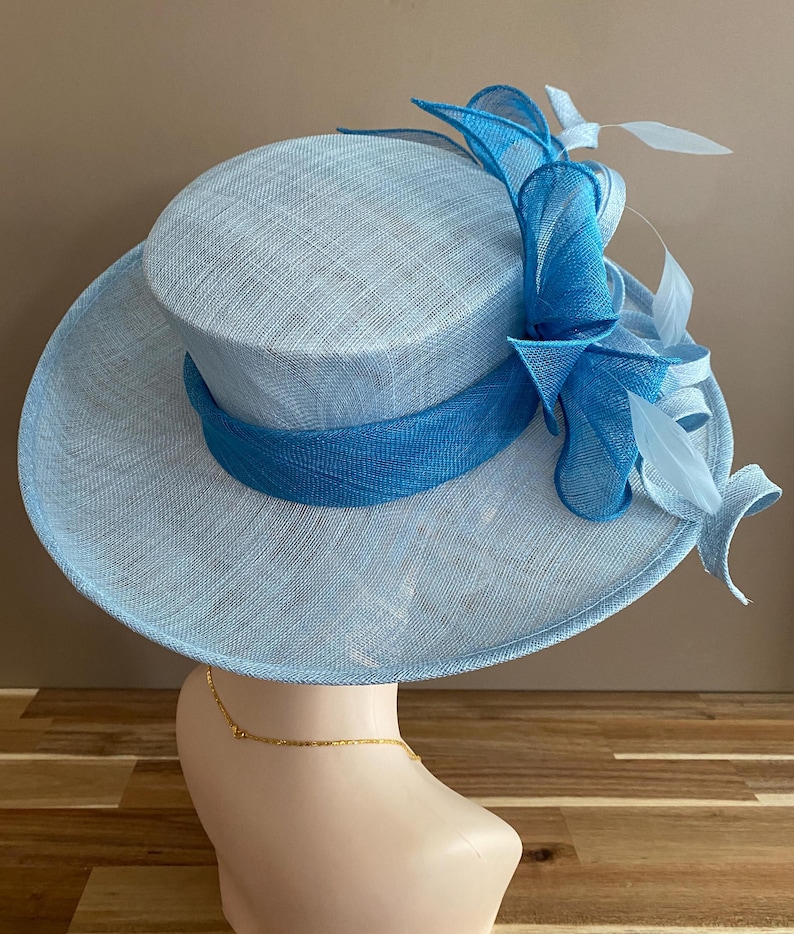 Powder Blue Sinamay Kentucky Derby Hat(g9): Elegant Race Day Bow - Etsy