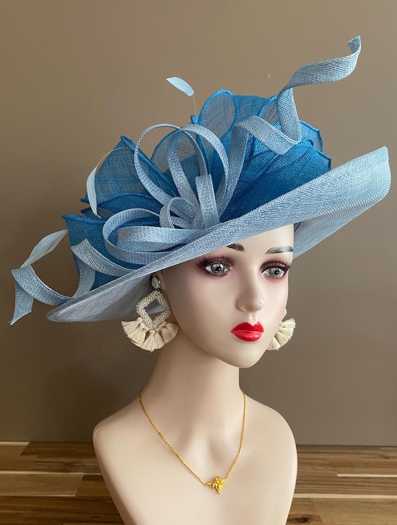 Powder Blue Sinamay Kentucky Derby Hat(g9): Elegant Race Day Bow - Etsy