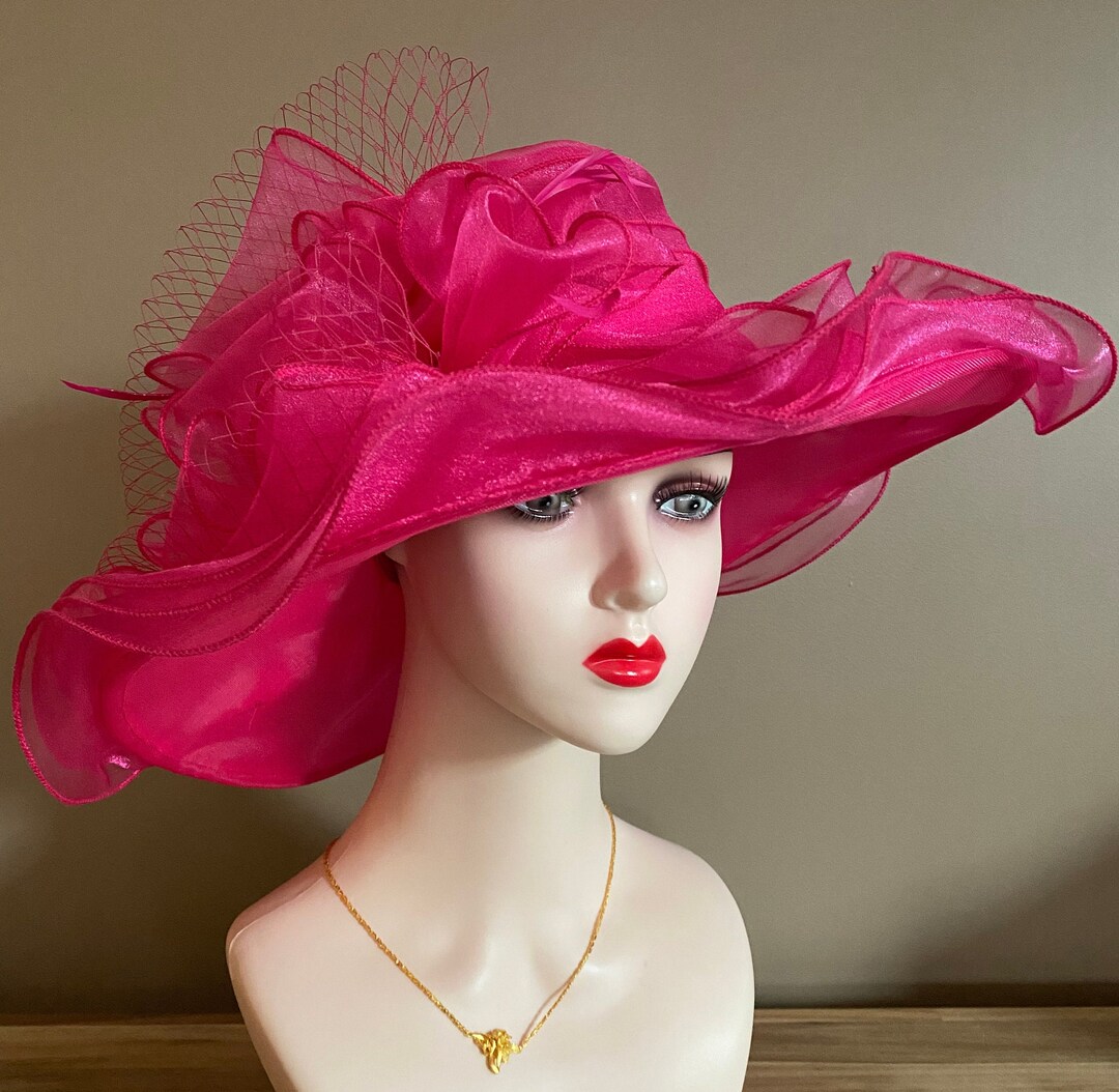 Hot Pink Kentucky Derby Hat. Organza Dress Hat. Mother's Day Hat ...