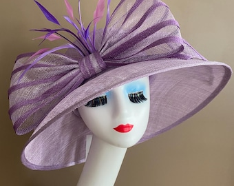 Black/blue Wide Brim Church Carriage Kentucky Derby Hat With Large Bow ...