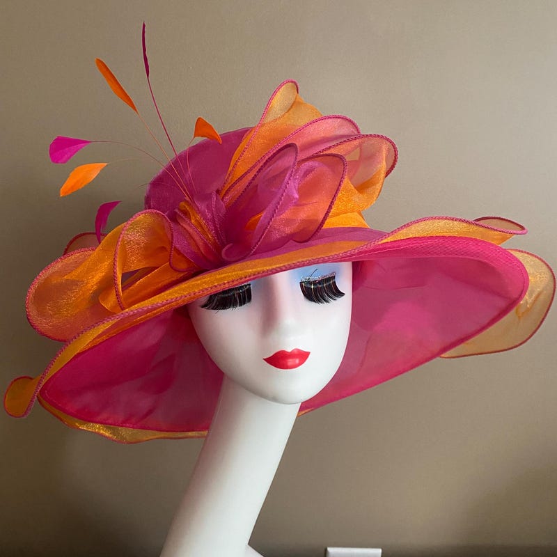 Pink & Blue Derby Hat - Etsy