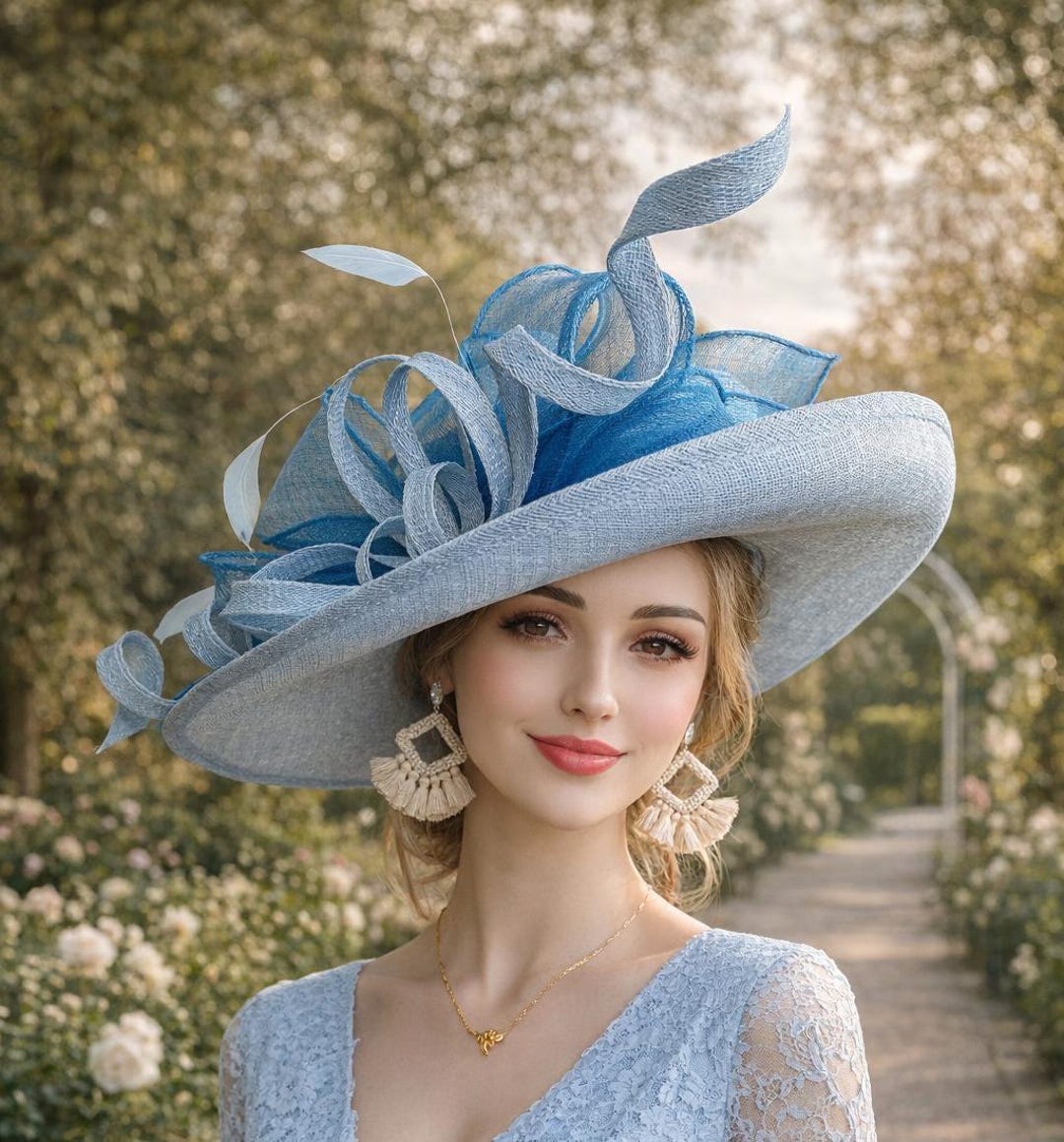 Powder Blue Sinamay Kentucky Derby Hat(g9): Elegant Race Day Bow - Etsy