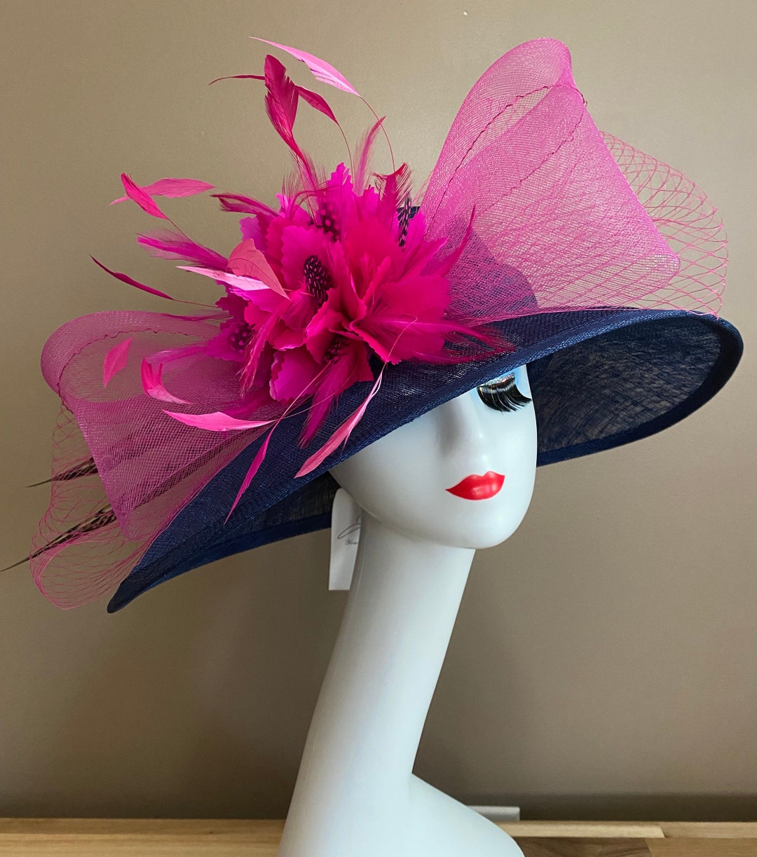 Navy Blue Kentucky Derby Hat. Sinamay Formal Hat. Church Hat. Mother's ...