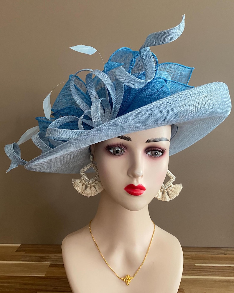 Powder Blue Sinamay Kentucky Derby Hat(g9): Elegant Race Day Bow - Etsy