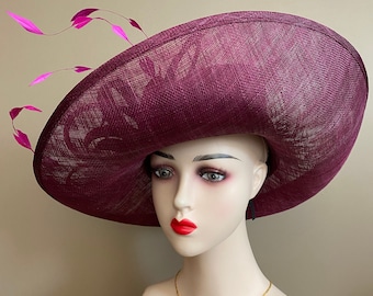 Lilac Pink Wide Brim Church Carriage Kentucky Derby Hat With Large Bow ...