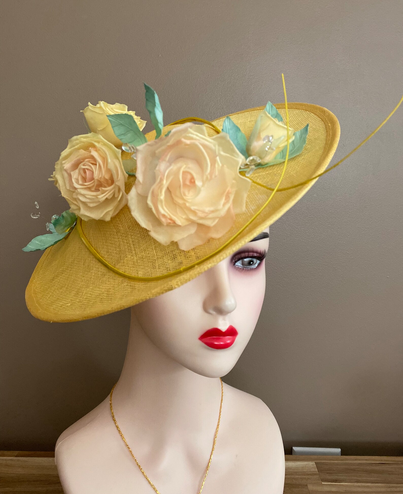 Yellow Kentucky Derby Hat Yellow Bridal Hat With Roses - Etsy