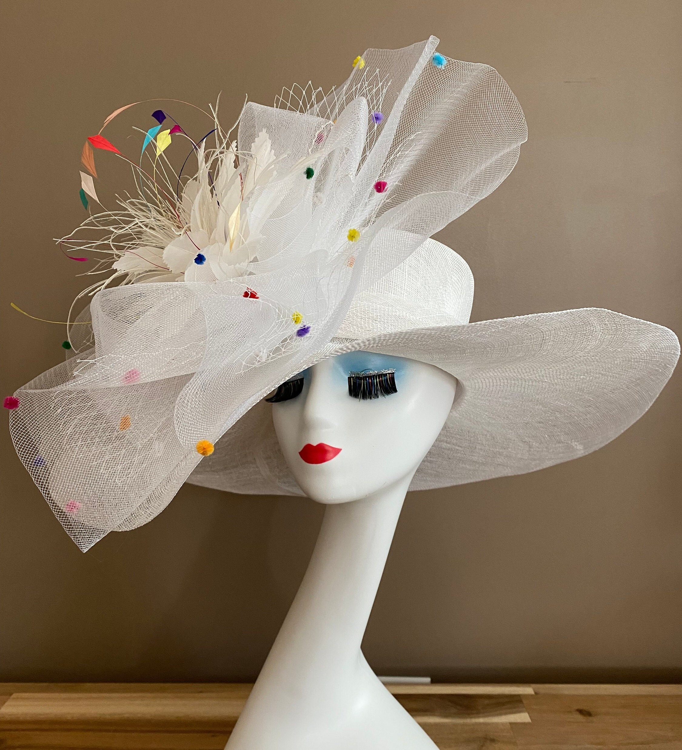 White Wide Brim Carriage Church Kentucky Derby Hat With Large - Etsy