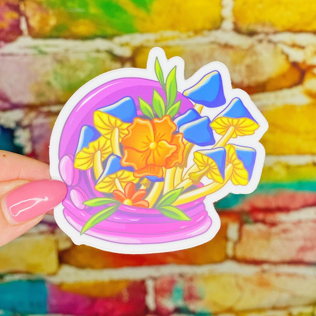 Astronaut Helmet Flowers Vinyl Decal Sticker, UFO Space Trip Mushrooms ...