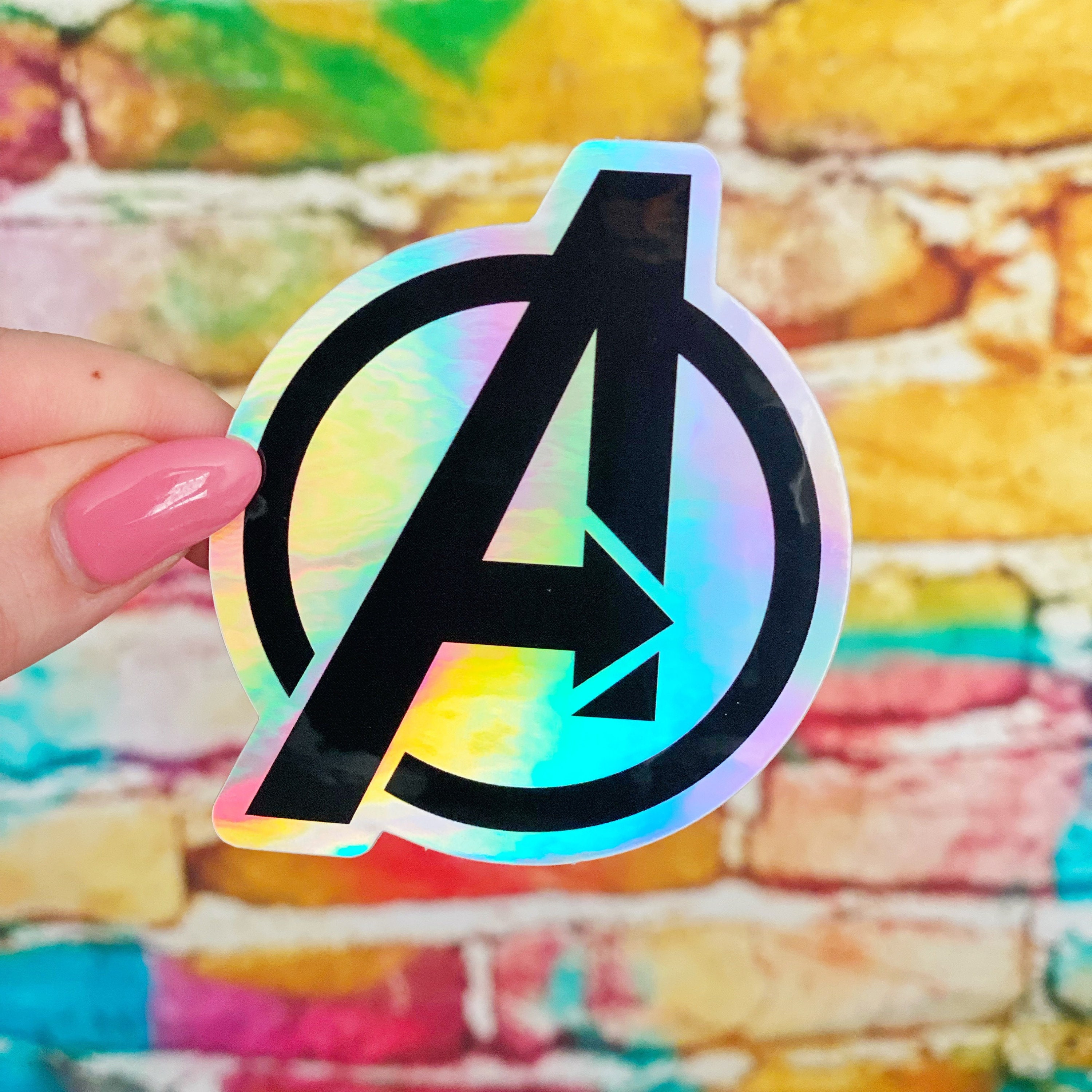 Avengers Symbol Holographic Vinyl Decal Sticker Laptop Water Bottle ...