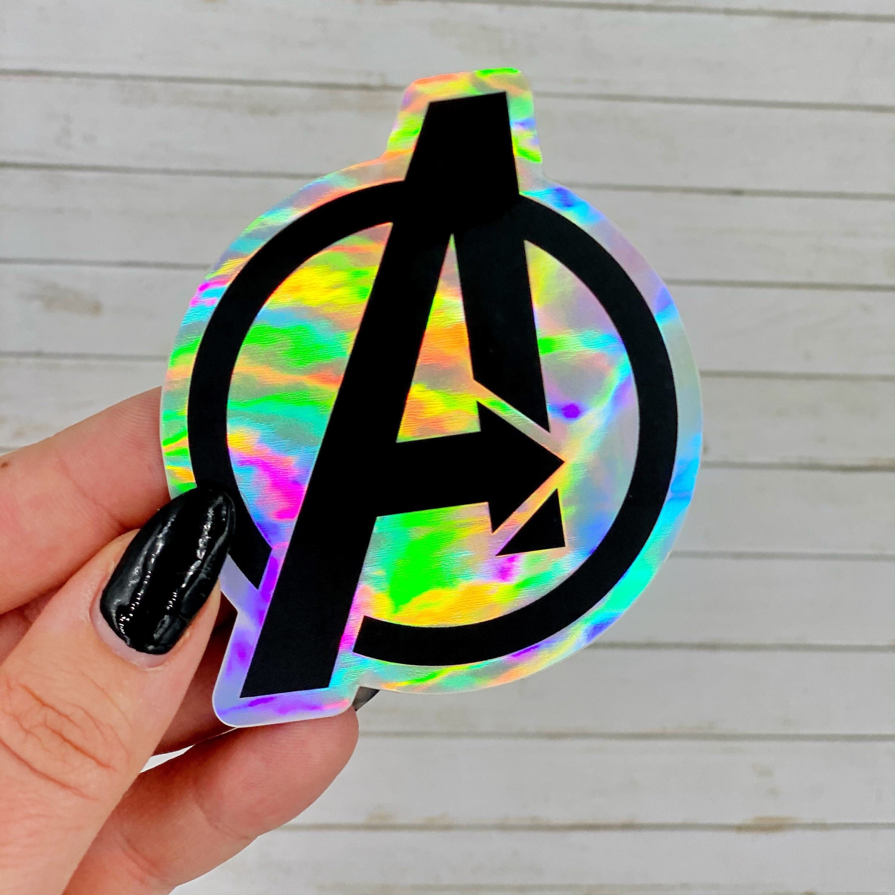 Avengers Symbol Holographic Vinyl Decal Sticker Laptop Water Bottle ...