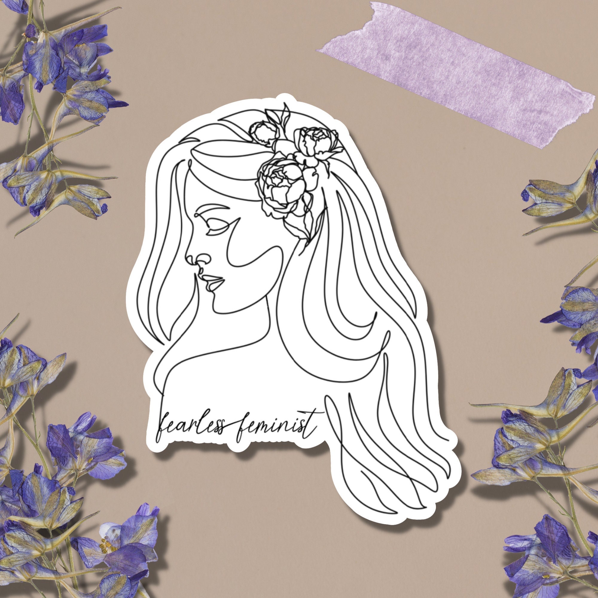 Fearless Feminist Sticker, Line Art Sticker, Empowerment Sticker ...