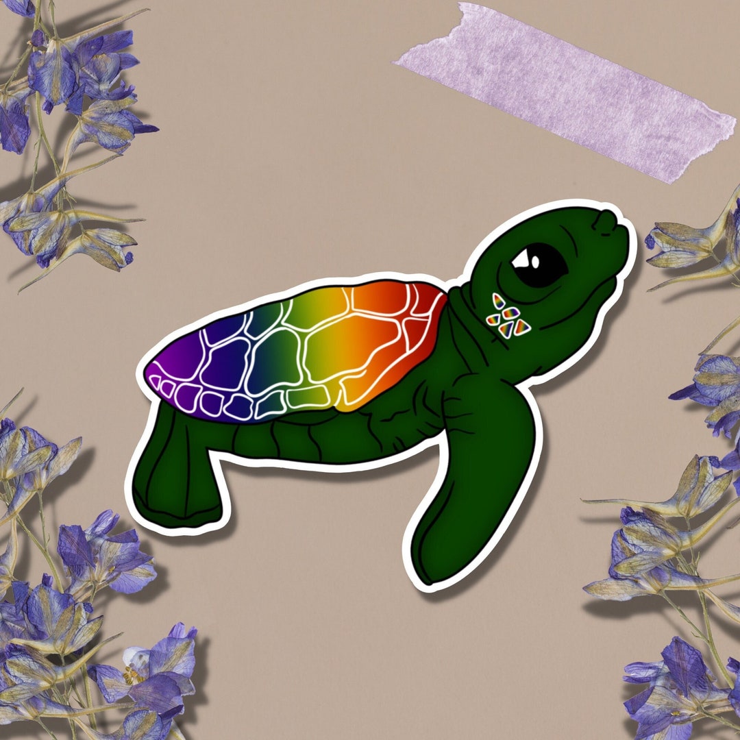 Pride Turtle Sticker LGBTQ Pride Flag Sticker Rainbow Sticker Pride ...