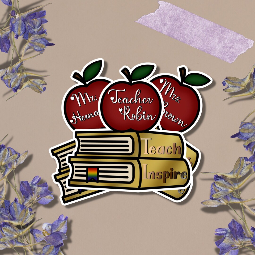 Personalized Teacher Sticker, Book Sticker, Teacher Planner Sticker ...