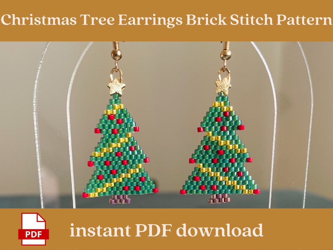 Christmas Tree Earrings Pattern Brick Stitch Pattern Xmas - Etsy