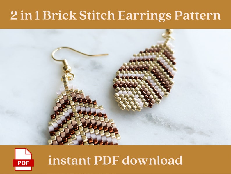 Leaf Beaded Earrings Pattern Brick Stitch Pattern PDF - Etsy