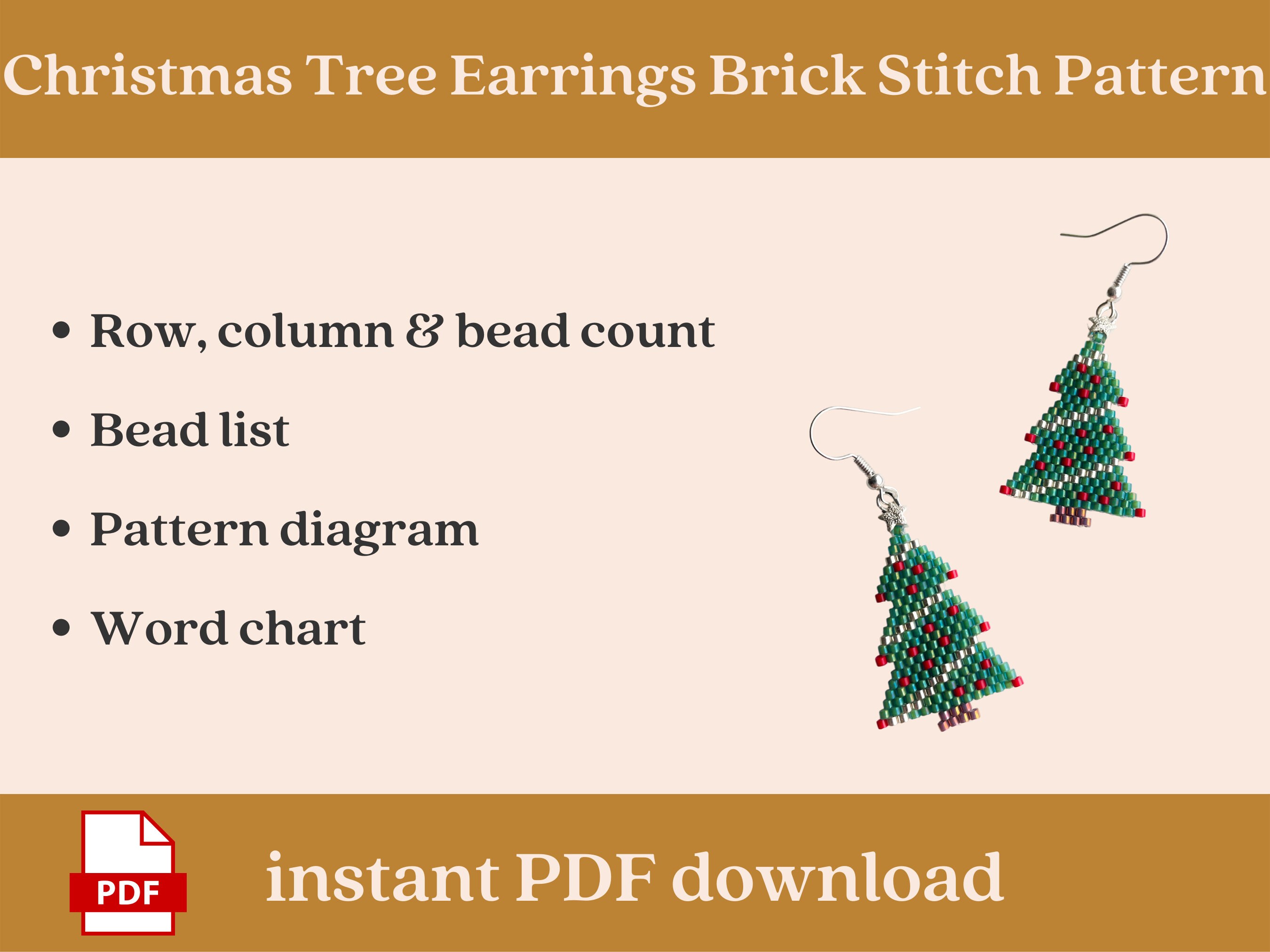 Christmas Tree Earrings Pattern, Brick Stitch Pattern, Xmas Beading ...