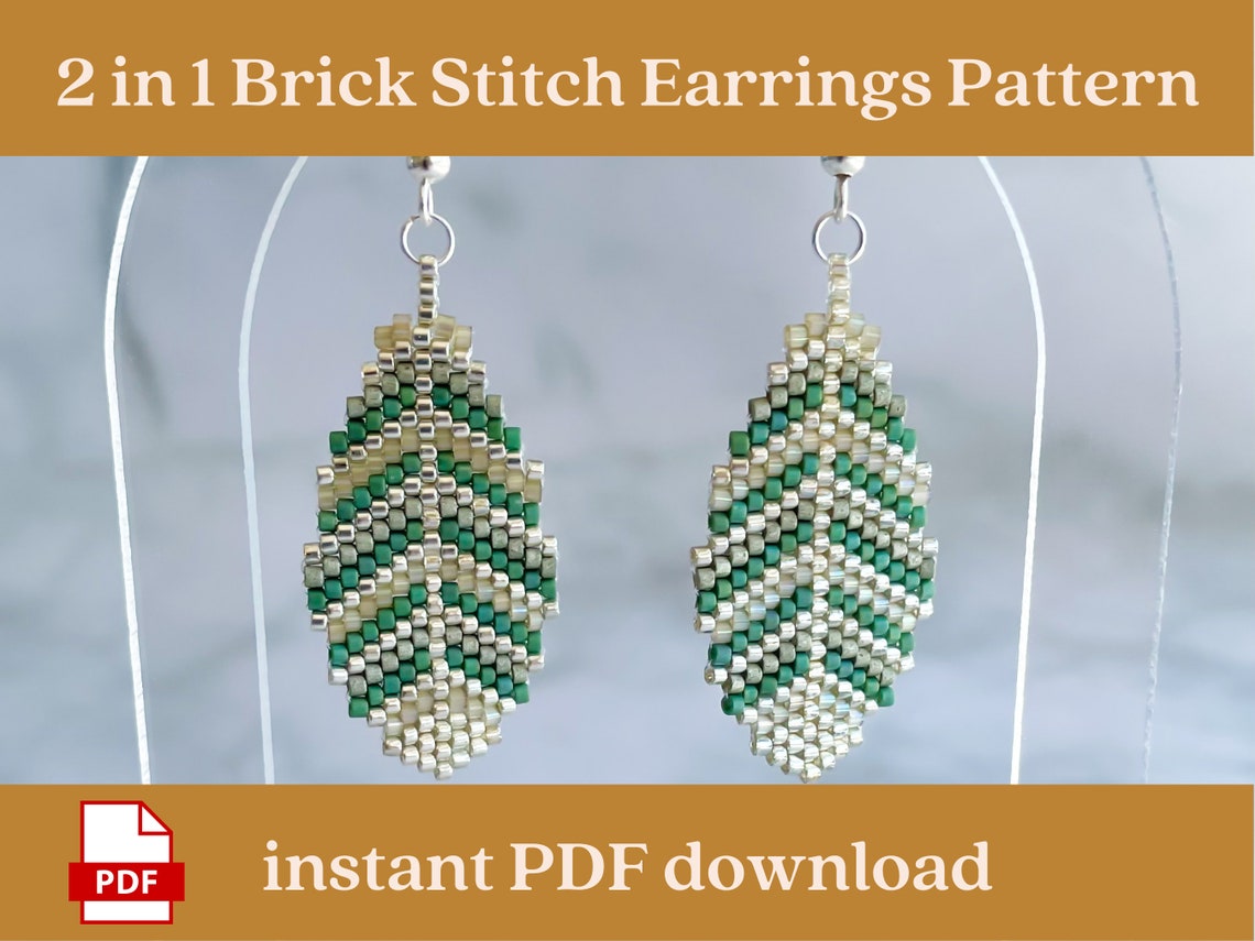 Leaf Beaded Earrings Pattern Brick Stitch Pattern PDF - Etsy