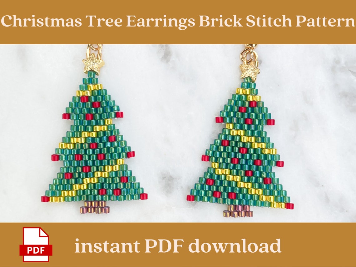 Christmas Tree Earrings Pattern Brick Stitch Pattern Xmas - Etsy