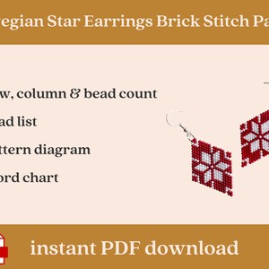 Norwegian Star Brick Stitch Earrings Pattern, Nordic Star, Diamond ...