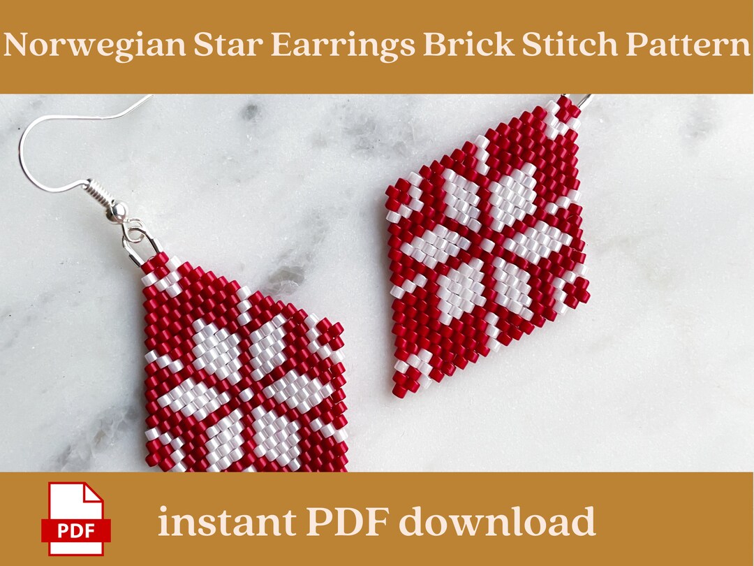 Norwegian Star Brick Stitch Earrings Pattern Nordic Star - Etsy