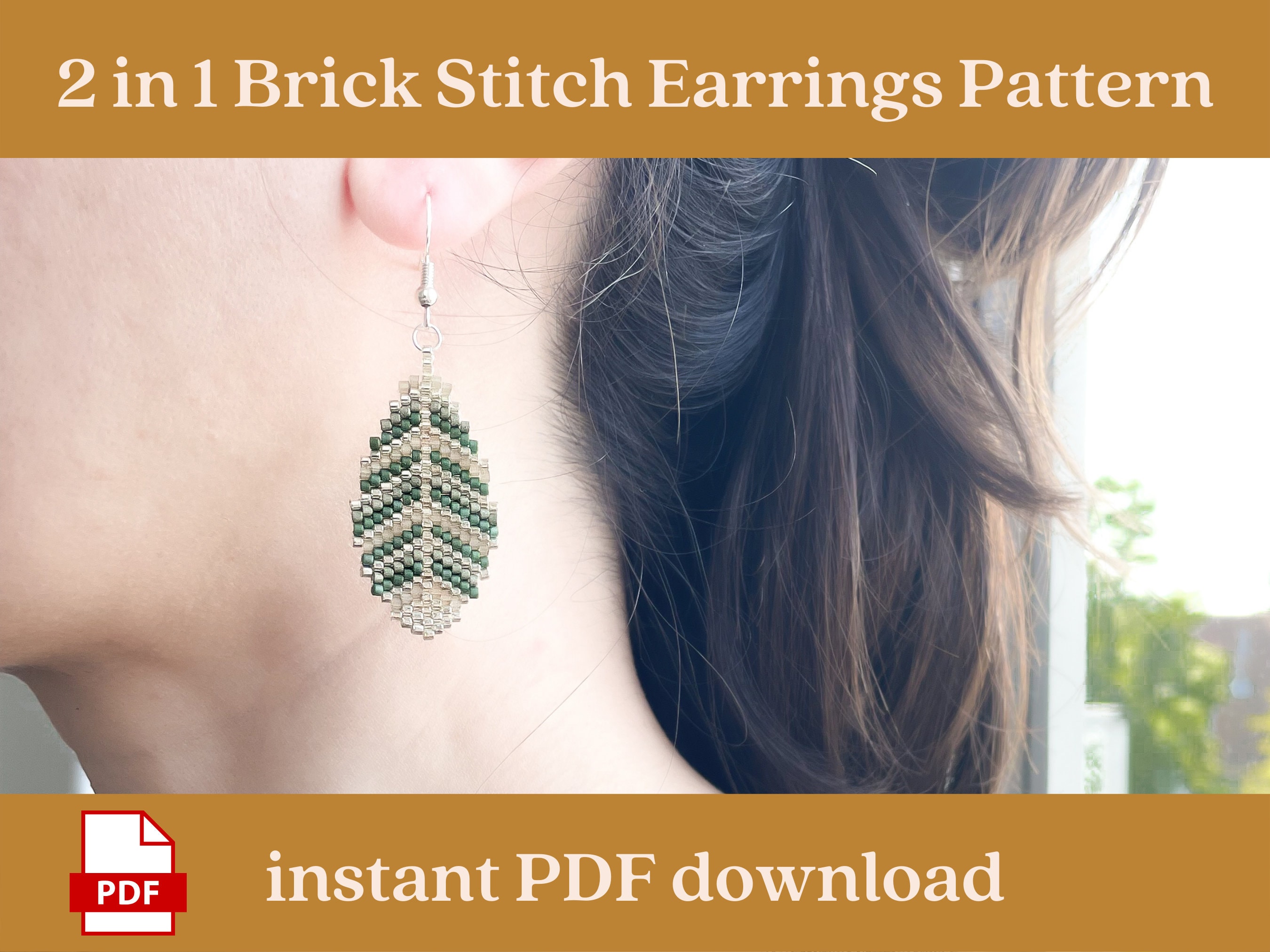 Leaf Beaded Earrings Pattern Brick Stitch Pattern PDF - Etsy