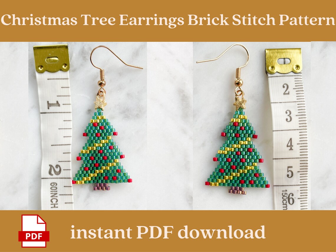 Christmas Tree Earrings Pattern Brick Stitch Pattern Xmas - Etsy