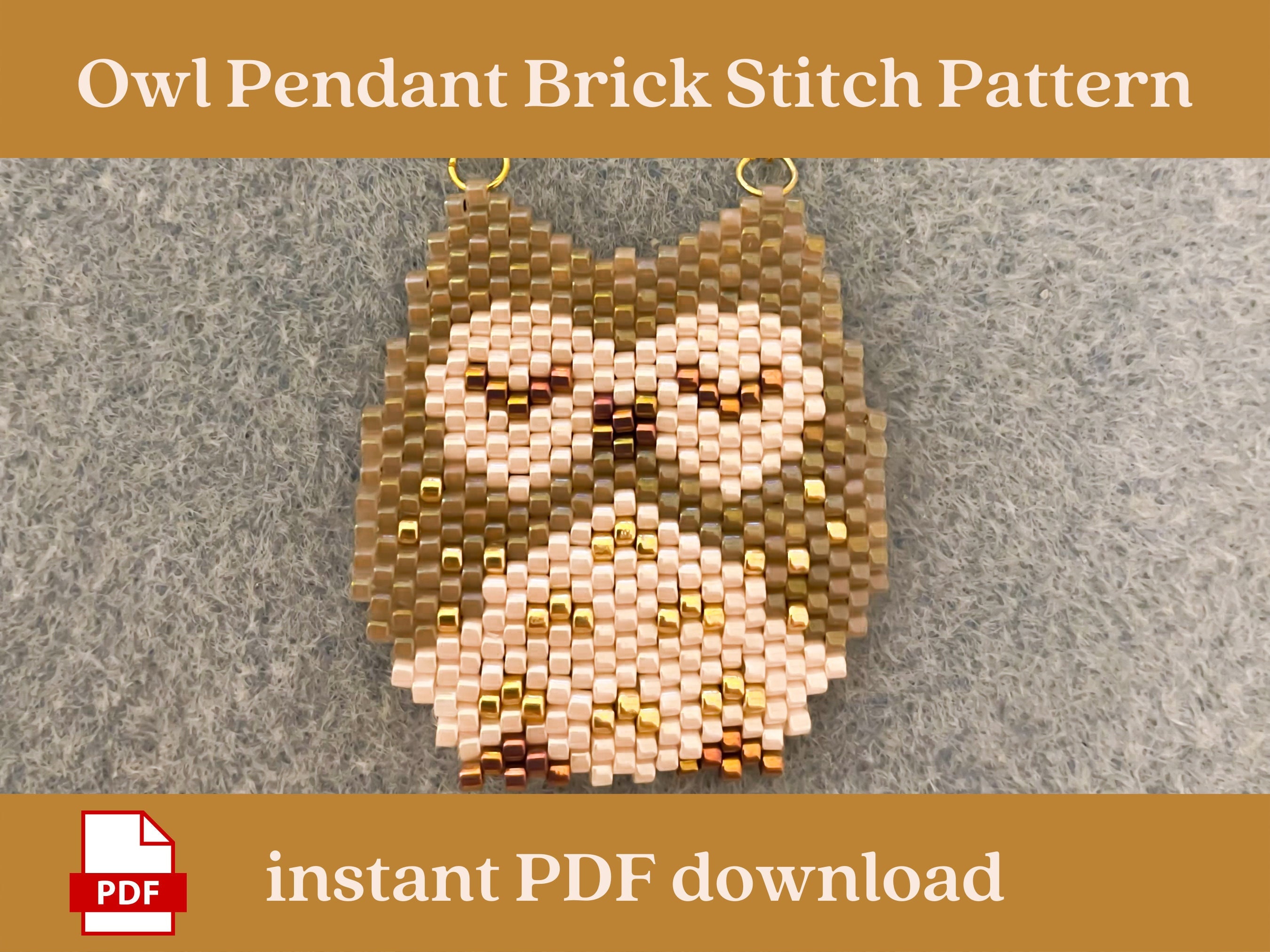 Owl Beaded Pendant Pattern, Brick Stitch Pattern, Owl Necklace Beading ...