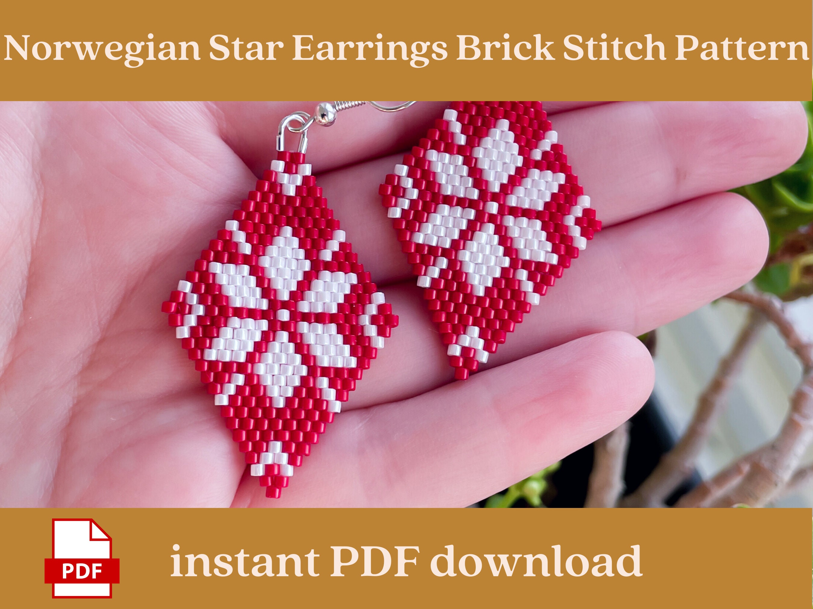 Norwegian Star Brick Stitch Earrings Pattern, Nordic Star, Diamond ...