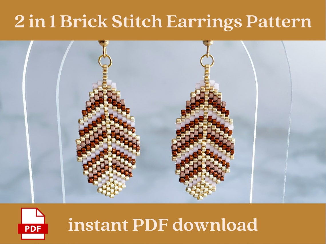 Leaf Beaded Earrings Pattern Brick Stitch Pattern PDF - Etsy