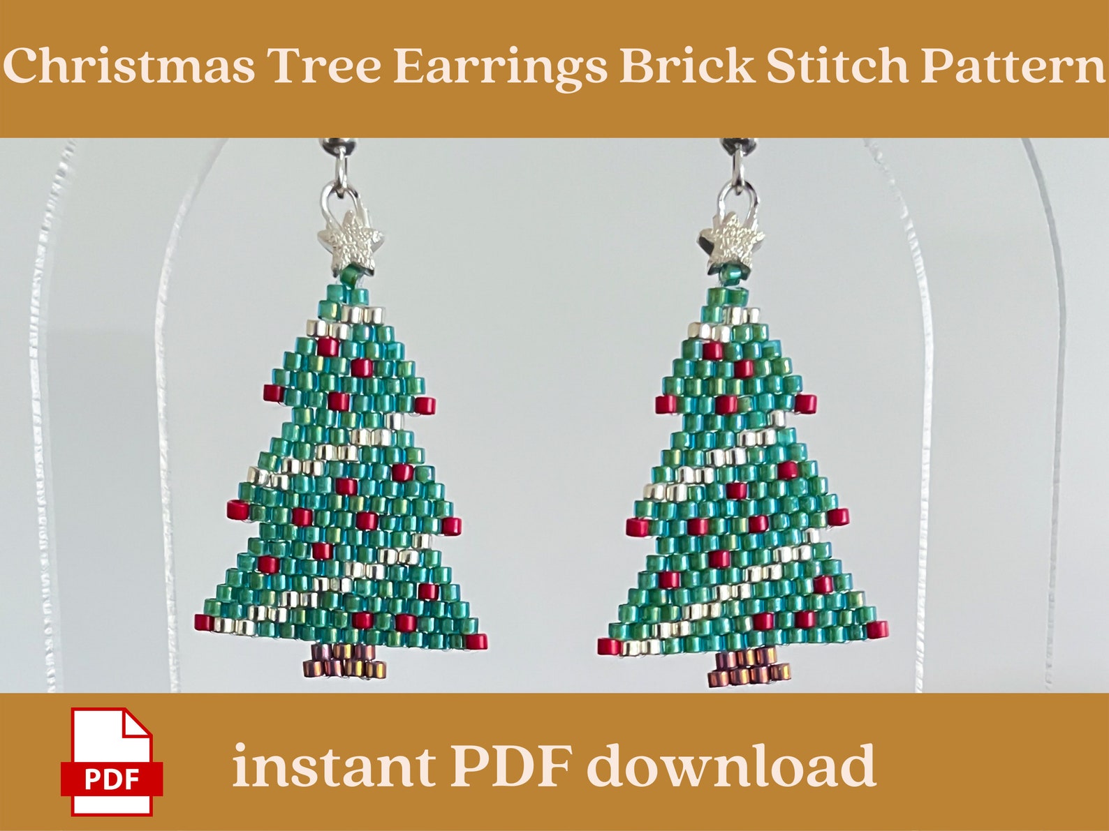 Christmas Tree Earrings Pattern, Brick Stitch Pattern, Xmas Beading ...