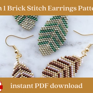 Leaf Beaded Earrings Pattern Brick Stitch Pattern PDF - Etsy