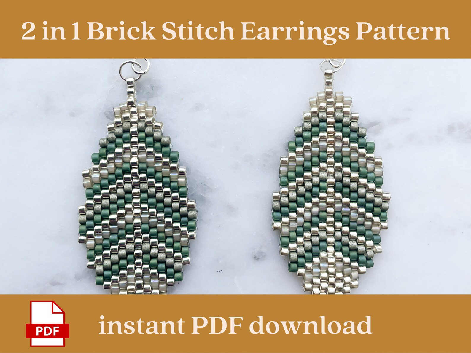 Leaf Beaded Earrings Pattern Brick Stitch Pattern PDF - Etsy