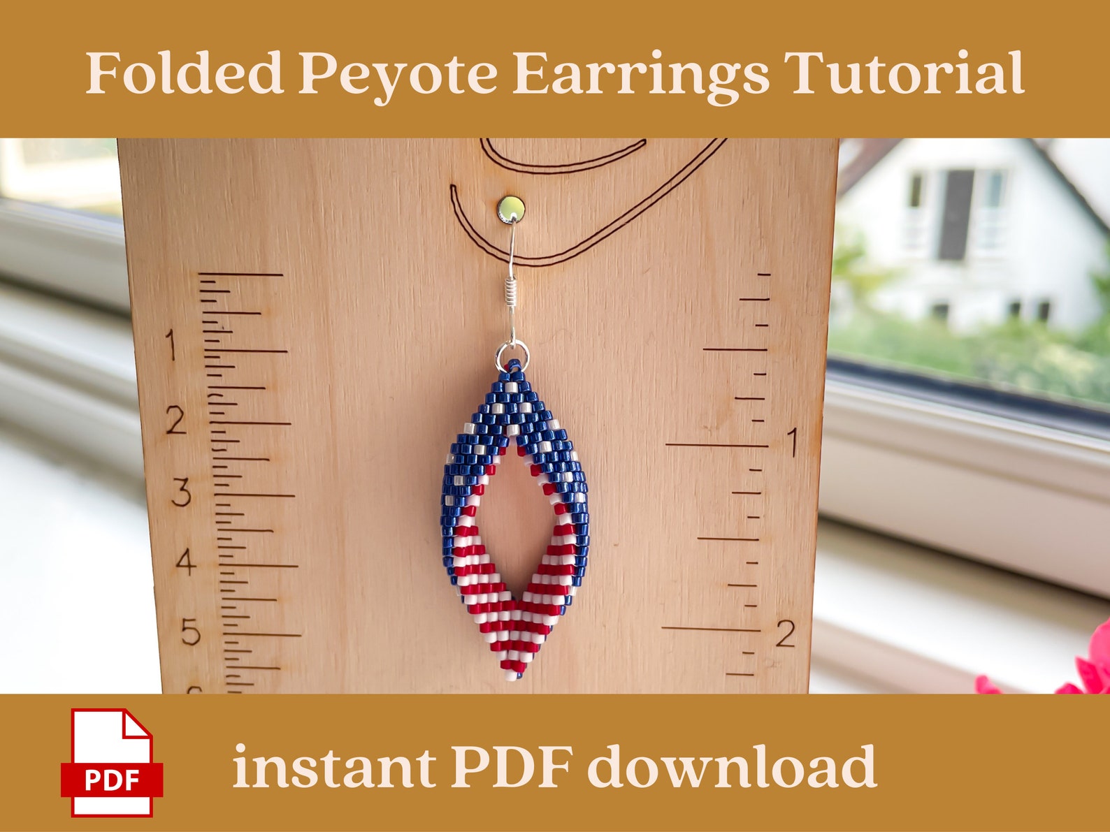 Folded Peyote Stars and Stripes Earrings Tutorial, American Flag Beaded ...