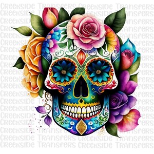Skull Sublimation Transfer-ready to Press-skull and Flowers - Etsy