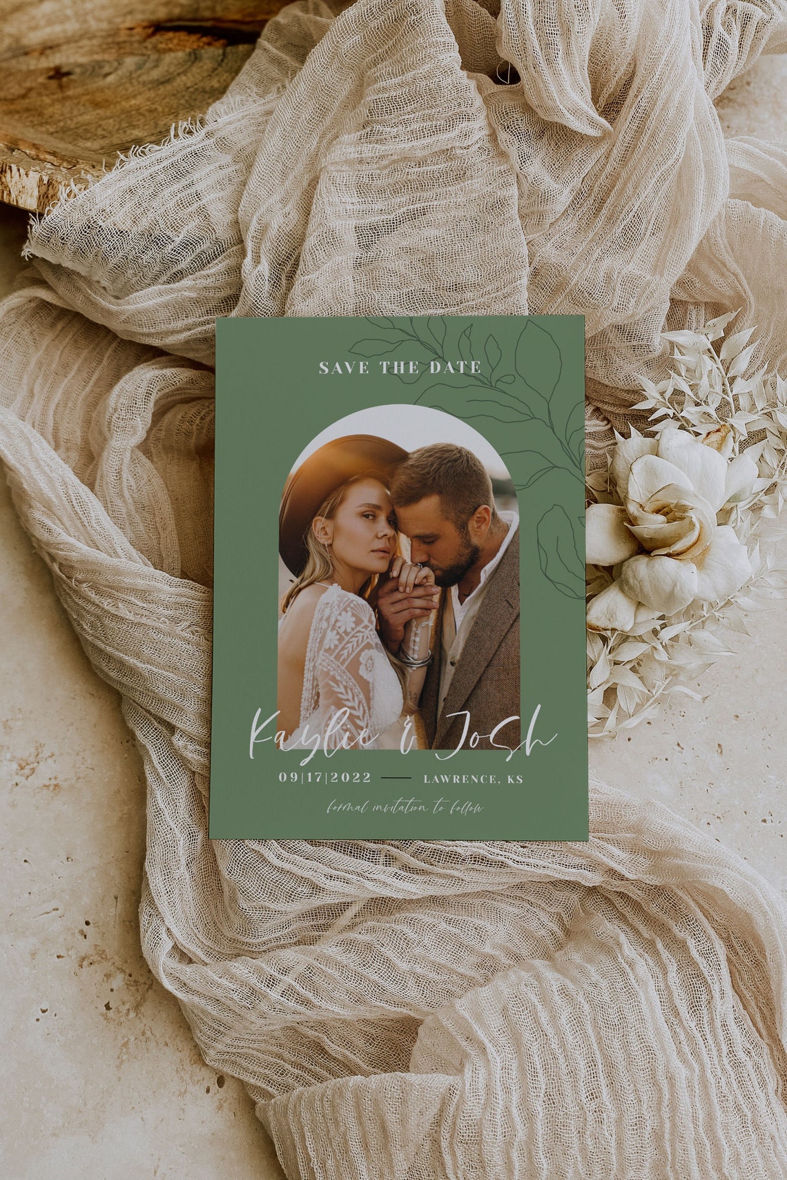 Sage Green Botanical Save the Date 100% EDITABLE DIY on - Etsy