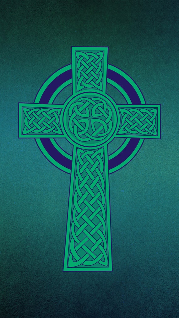 Green Celtic Cross Background