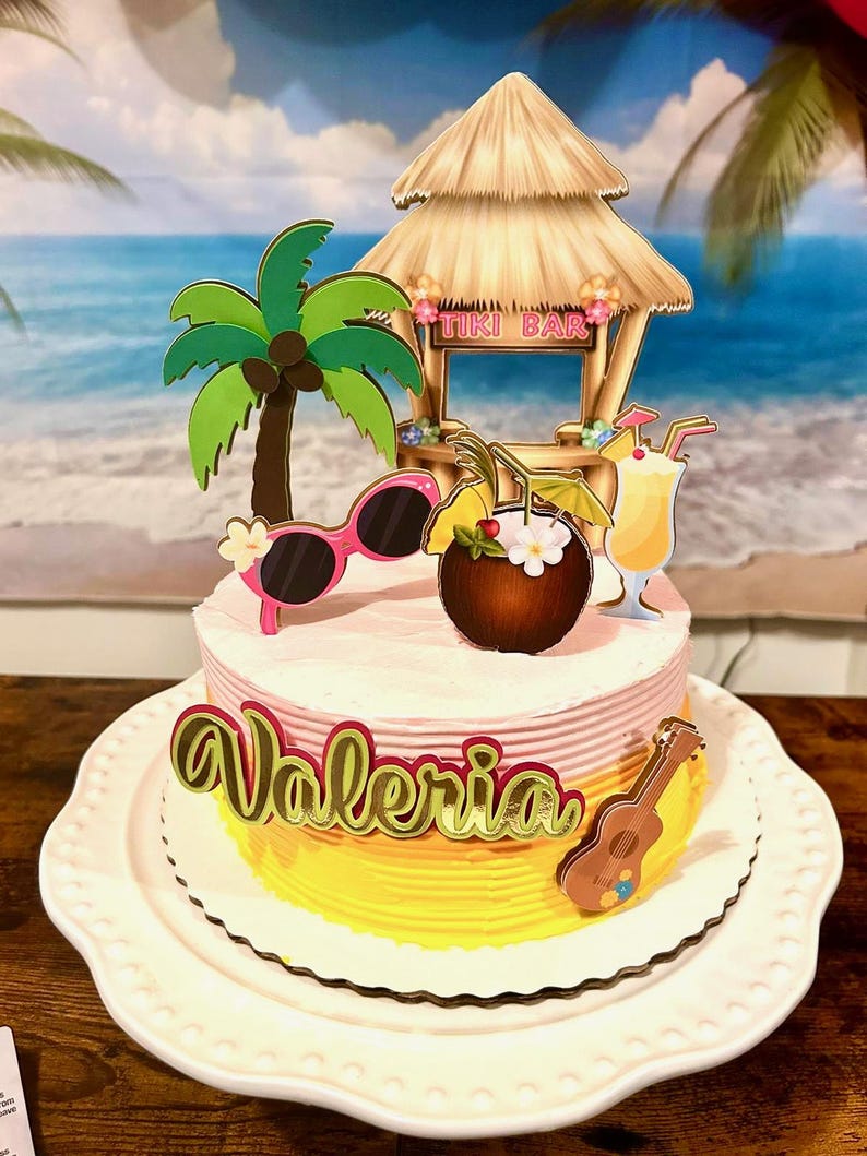 Beach Cake Topper: Custom Name, Tropical Party Decorations - Etsy