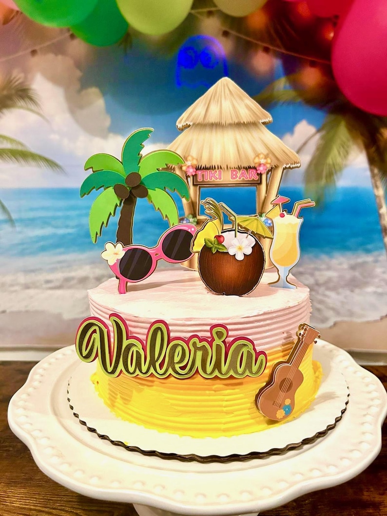 Beach Cake Topper: Custom Name, Tropical Party Decorations - Etsy
