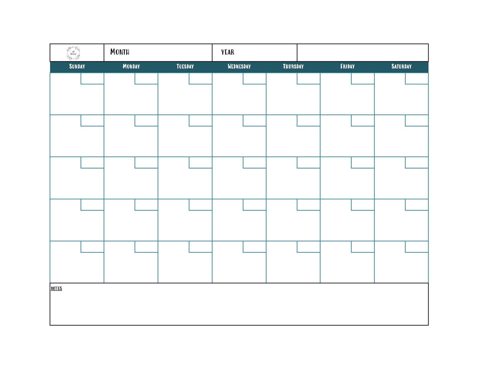 Blank Monthly Calendar - Etsy