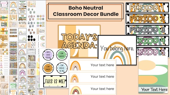 Boho Neutral Classroom Decor Bundle | Etsy