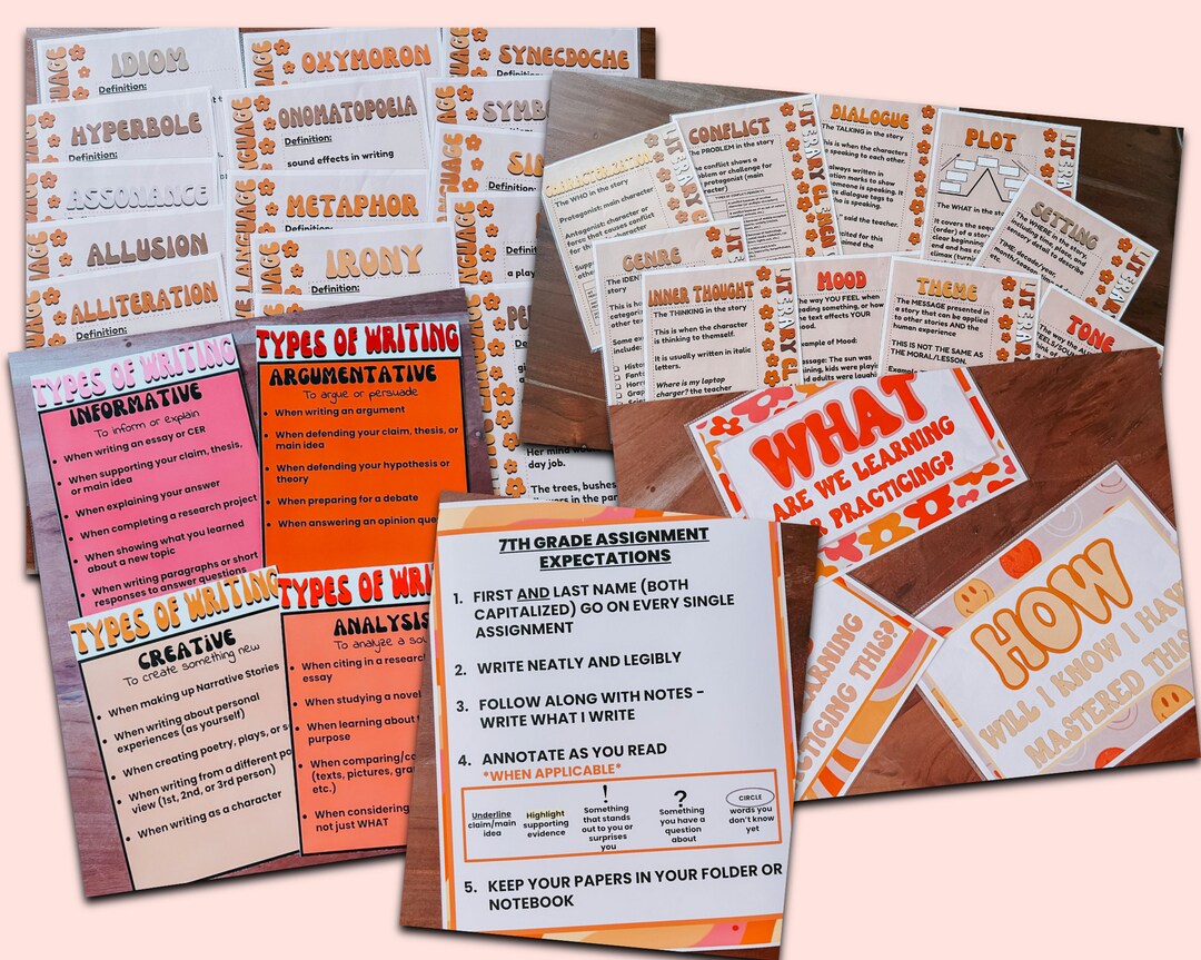 Boho Groovy ELA Classroom Bundle - Etsy