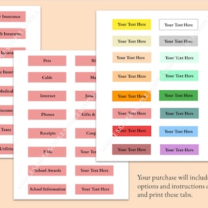 Organizing File Folder Labels, Tabs (customizable, Printable) - Etsy