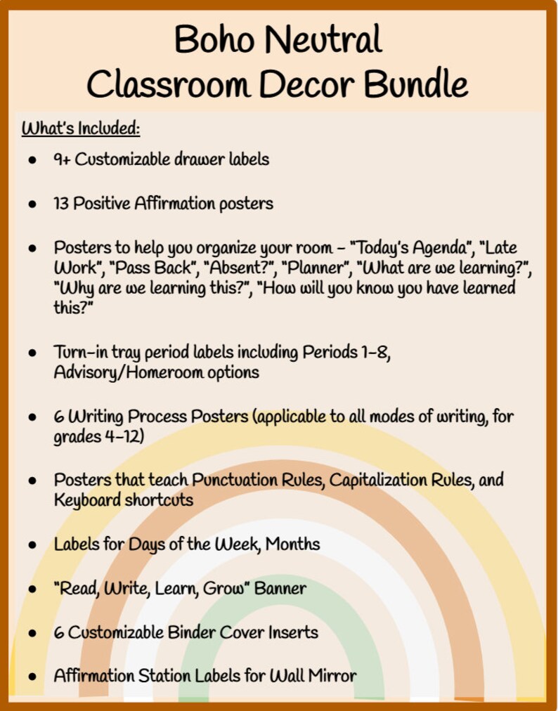 Boho Neutral Classroom Decor Bundle - Etsy