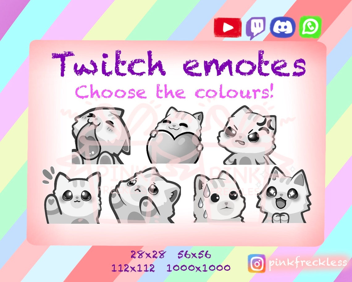 Twitch Emotes Pack / Cat / Custom Emotes / Choose the Colors / - Etsy