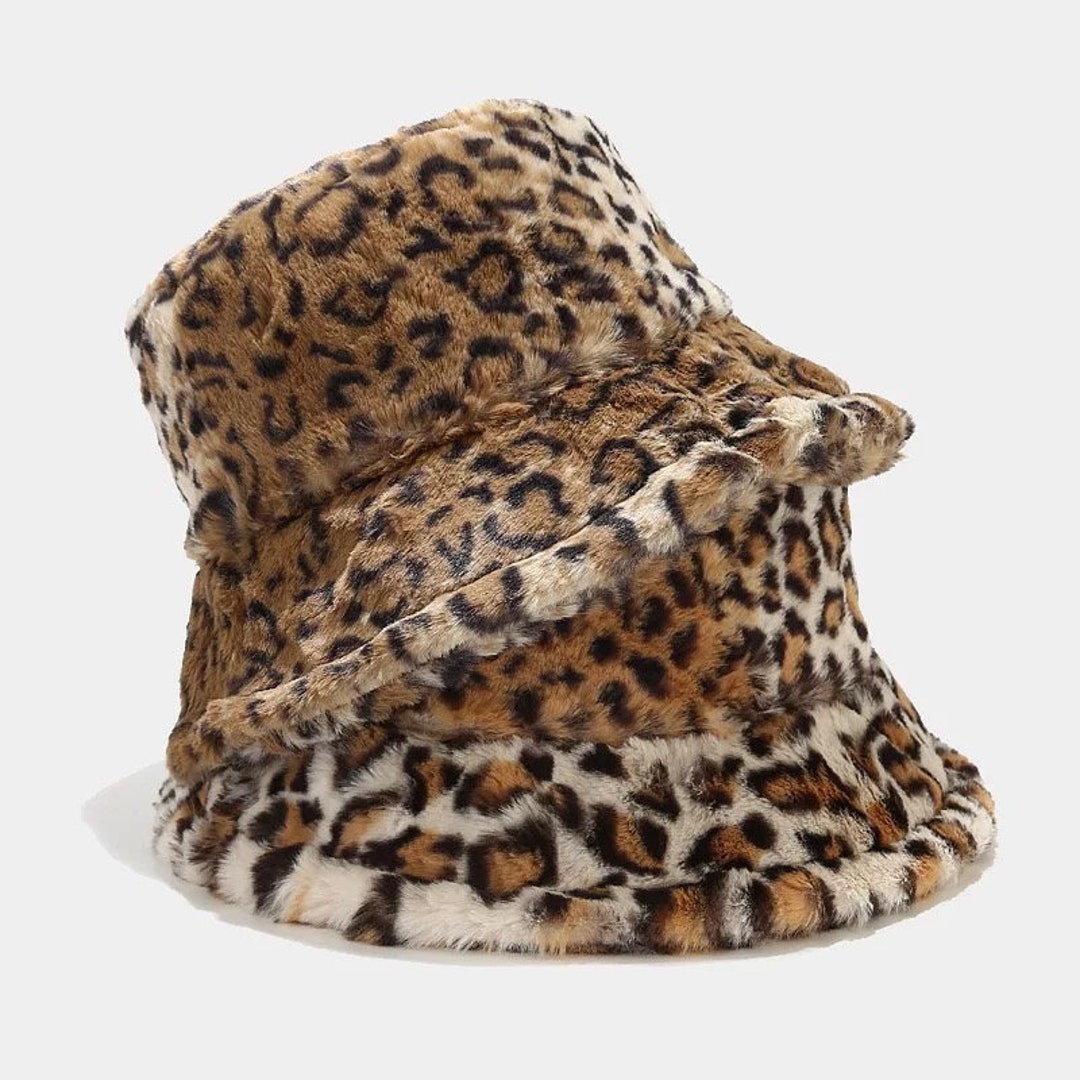 Ombré Cheetah Leopard Bucket Hats, Dark Brown, Cozy and Warm, Winter ...